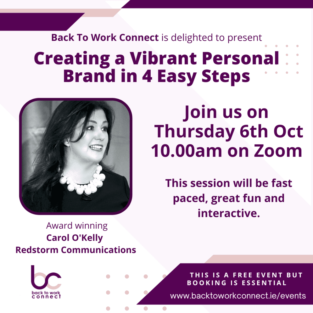 Creating a Vibrant Personal Brand in 4 Easy Steps - Back to Work Connect